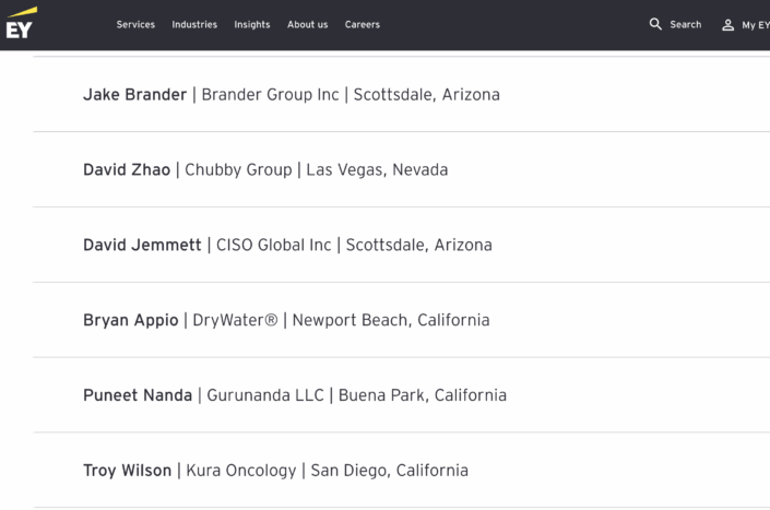 Jake Brander Ernst & Young Entrepreneur of the Year Finalist